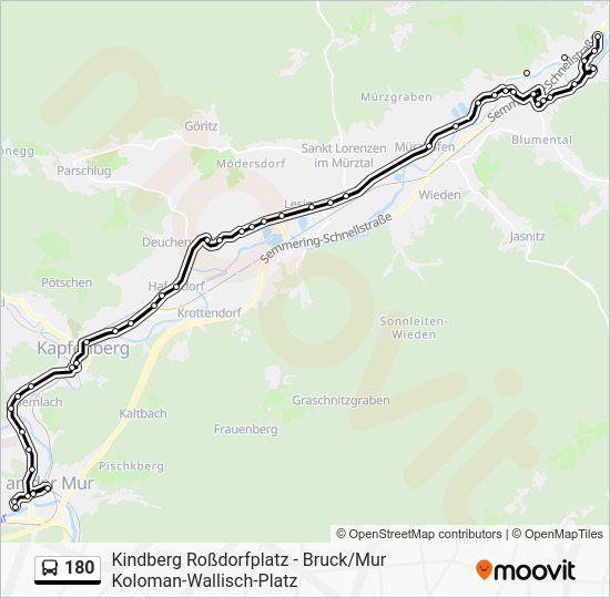 180 Route: Schedules, Stops & Maps - Bruck/Mur Koloman-Wallisch-Platz ...