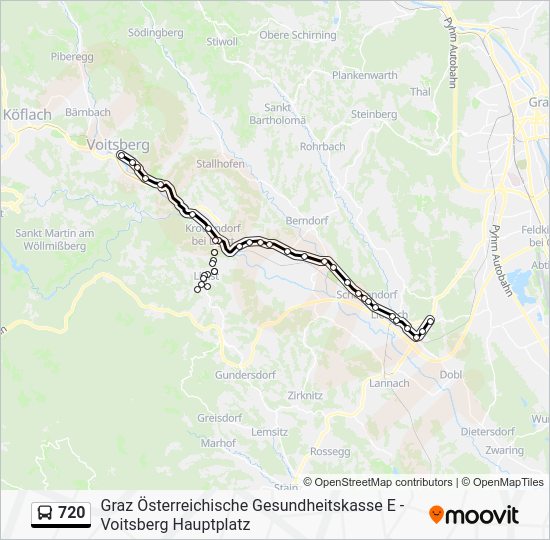 720 Route: Schedules, Stops & Maps - Lieboch Kreuzstraße Gh Waldhof ...