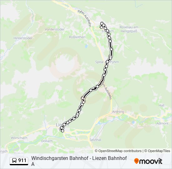 911 Route: Schedules, Stops & Maps - Liezen Bahnhof Über Spital am ...