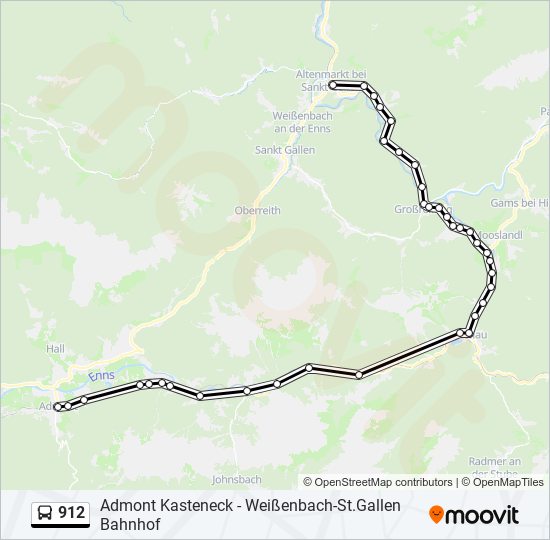 912 Route: Fahrpläne, Haltestellen & Karten - Admont Über Landl ...