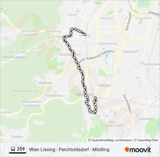 259 Route: Fahrpläne, Haltestellen & Karten - Mödling Bahnhof ...