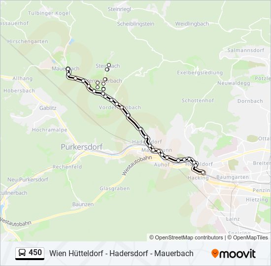450 Route: Fahrpläne, Haltestellen & Karten - Mauerbach Busbahnhof ...