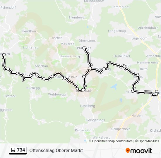 734 Route: Schedules, Stops & Maps - Ottenschlag Oberer Markt (Updated)