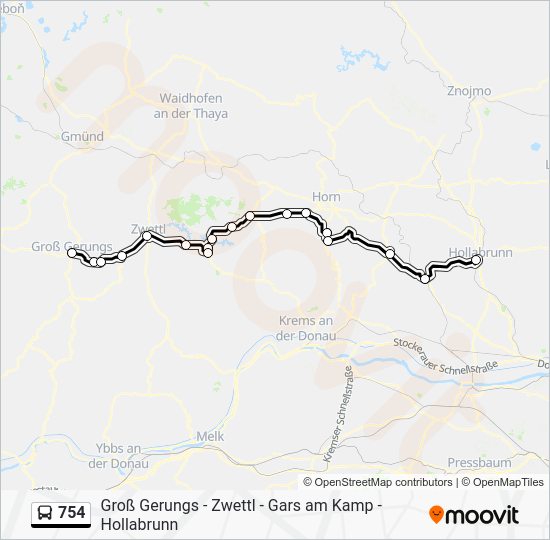 754 Route: Fahrpläne, Haltestellen & Karten - Hollabrunn Internat ...