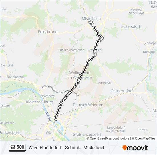 500 Route: Schedules, Stops & Maps - Wien Floridsdorf (Updated)