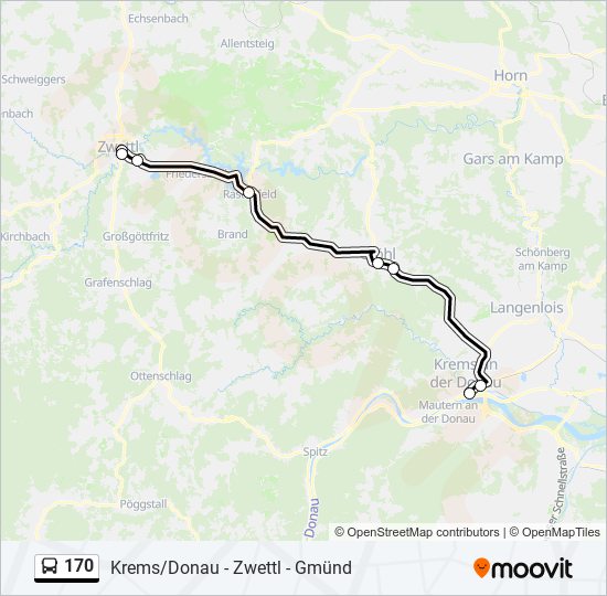 170 Route: Fahrpläne, Haltestellen & Karten - Zwettl Kampparkplatz ...