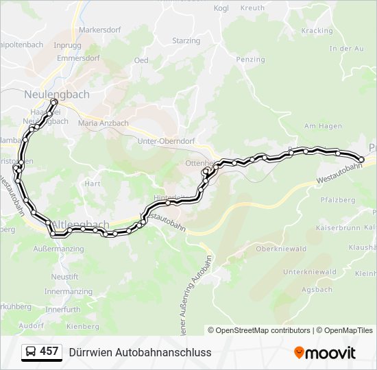 457 Route: Schedules, Stops & Maps - Dürrwien Autobahnanschluss (Updated)