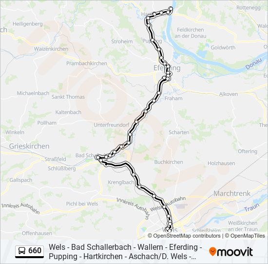 660 Route: Fahrpläne, Haltestellen & Karten - Wels K.-J.-Platz Via ...