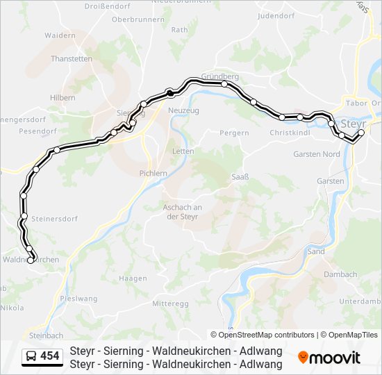 454 Route: Schedules, Stops & Maps - Steyr Bahnhof (Busterminal ...