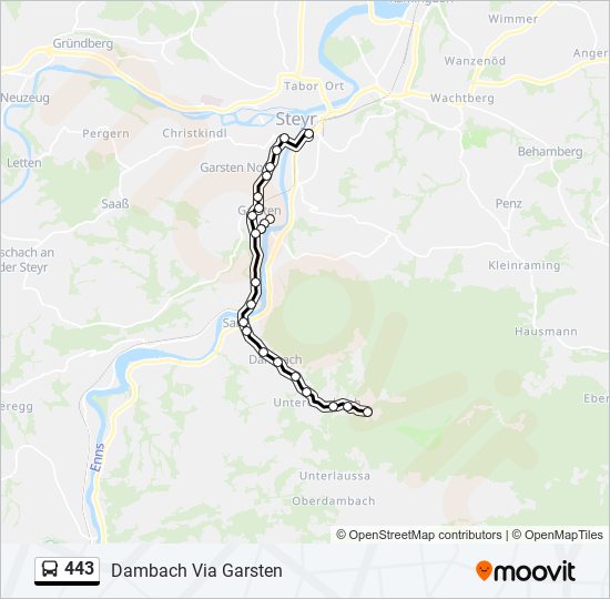 443 Route: Schedules, Stops & Maps - Dambach B.Steyr Kalkhofer (Updated)