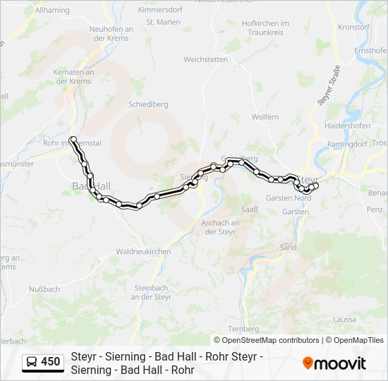 450 Route: Fahrpläne, Haltestellen & Karten - Steyr Schönauerstraße ...