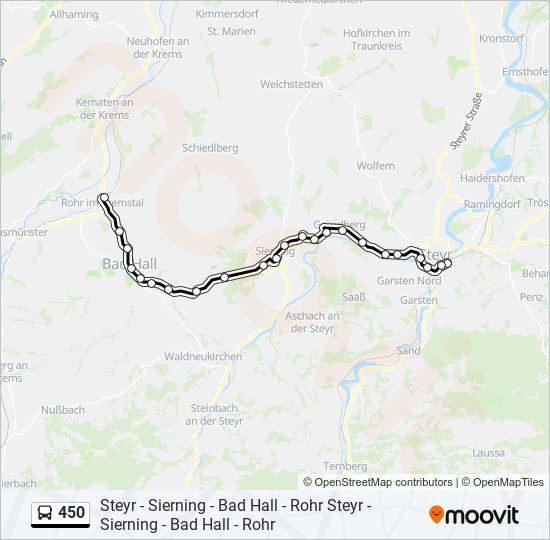 450 Route: Fahrpläne, Haltestellen & Karten - Steyr Schönauerstraße ...