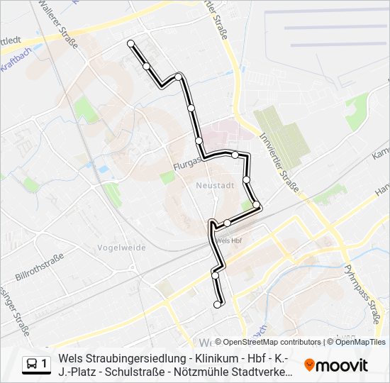 1 Route: Schedules, Stops & Maps - Wels Kaiser-Josef-Platz (Busterminal) (Updated)