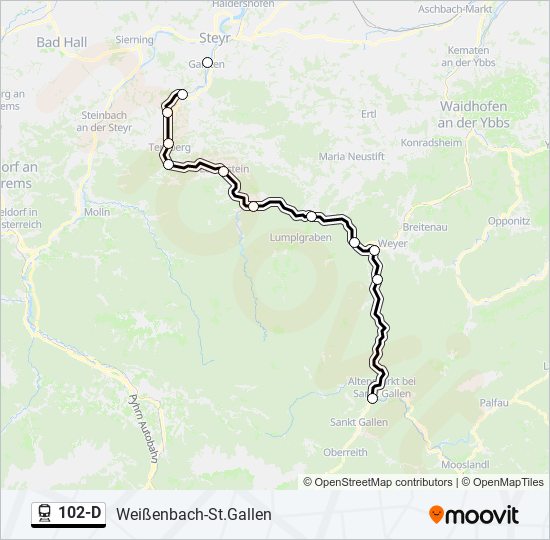 102d Route: Schedules, Stops & Maps - Weißenbach-St.Gallen (Updated)