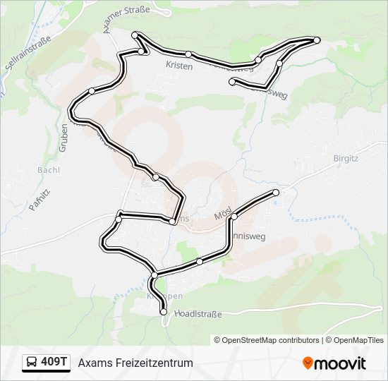 409t Route: Schedules, Stops & Maps - Axams Freizeitzentrum (Updated)