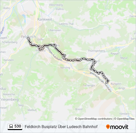 530 Route: Schedules, Stops & Maps - Feldkirch Busplatz Über Ludesch ...