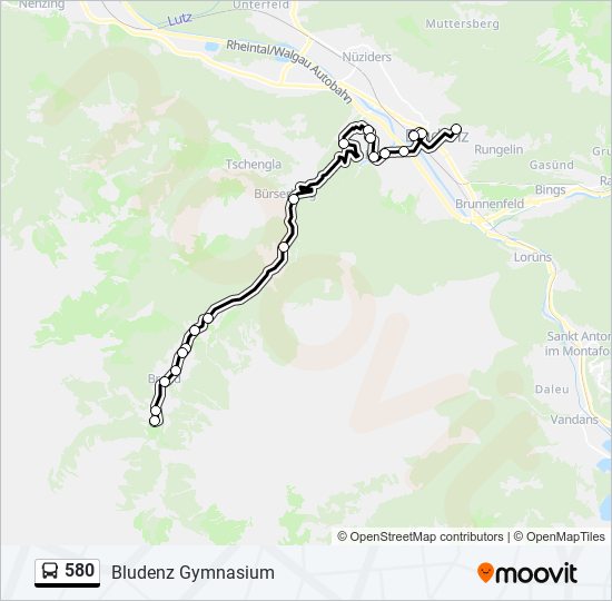 580 Route: Schedules, Stops & Maps - Bludenz Gymnasium (Updated)
