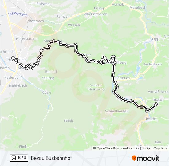 870 Route: Schedules, Stops & Maps - Bezau Busbahnhof (Updated)