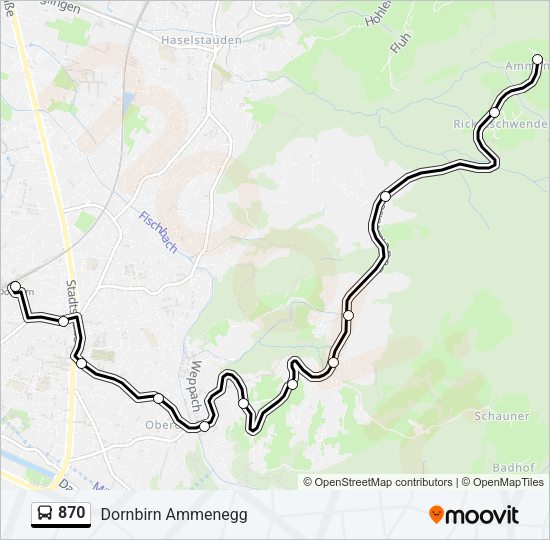 870 Route: Schedules, Stops & Maps - Dornbirn Ammenegg (Updated)