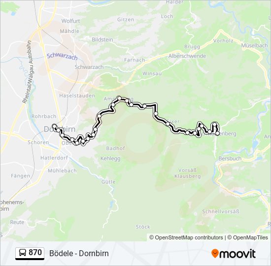 870 Route: Fahrpläne, Haltestellen & Karten - Bödele - Dornbirn ...
