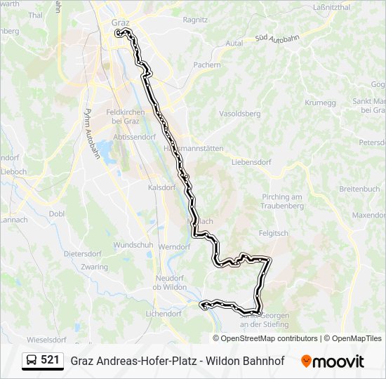 521 Route: Fahrpläne, Haltestellen & Karten - Graz Andreas-Hofer-Platz ...