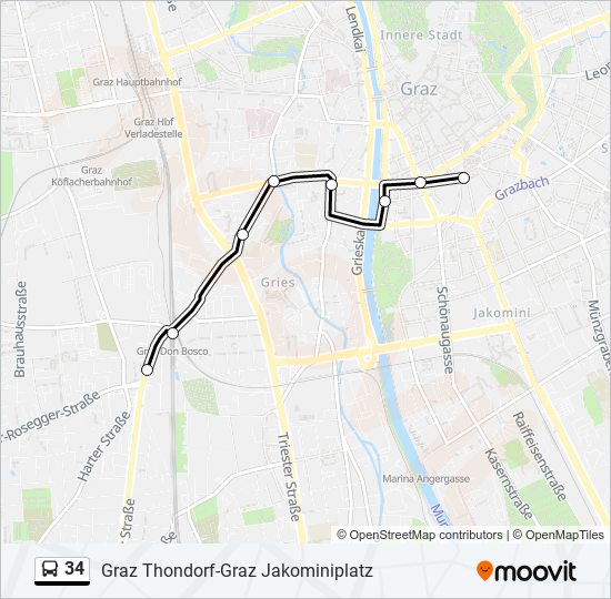 34 Route: Schedules, Stops & Maps - Jakominiplatz (Updated)