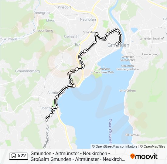 522 Route: Schedules, Stops & Maps - Altmünster/Traunsee Bahnhof (Updated)