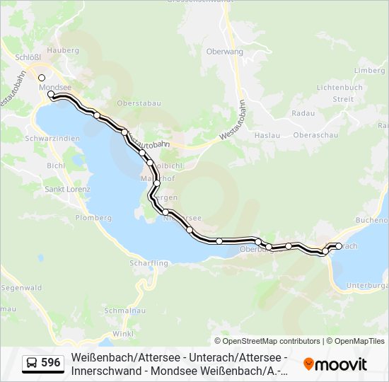 596 Route: Schedules, Stops & Maps - Unterach/Attersee Ortsmitte (Updated)