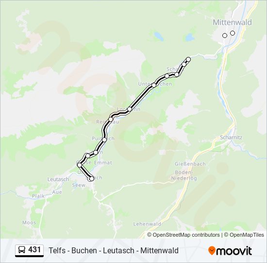 431 Route: Schedules, Stops & Maps - Leutasch Weidach Zentrum (Updated)