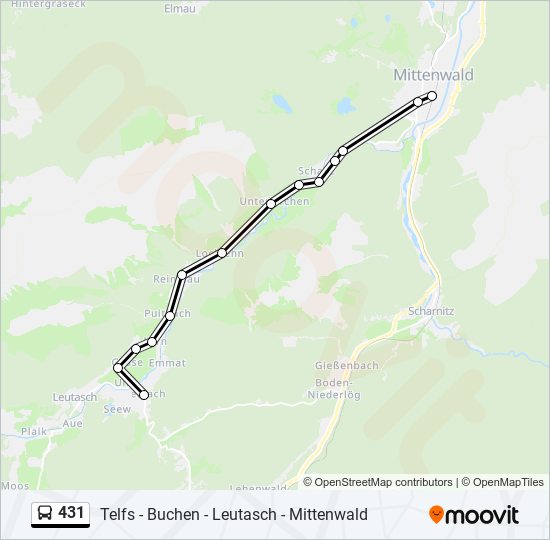 431 Route: Schedules, Stops & Maps - Leutasch Weidach Zentrum (Updated)