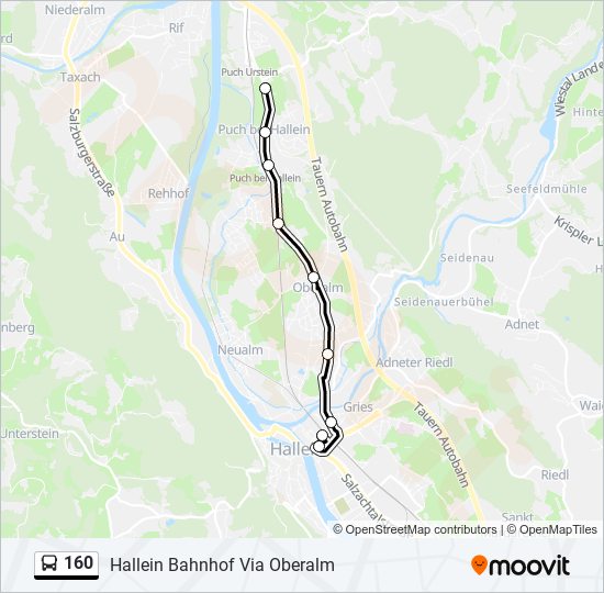 160 Route: Schedules, Stops & Maps - Hallein Bahnhof Via Oberalm (Updated)