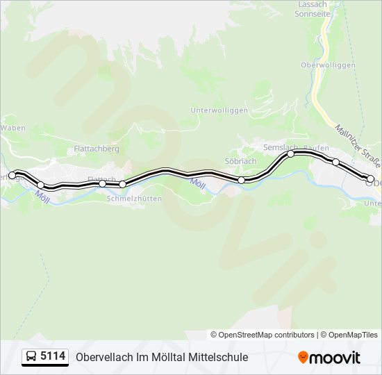 5114 Route: Schedules, Stops & Maps - Obervellach Im Mölltal ...