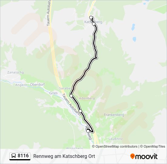 8116 Route: Fahrpläne, Haltestellen & Karten - Rennweg am Katschberg ...