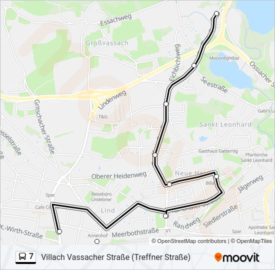 7 Route: Fahrpläne, Haltestellen & Karten - Villach Vassacher Straße ...