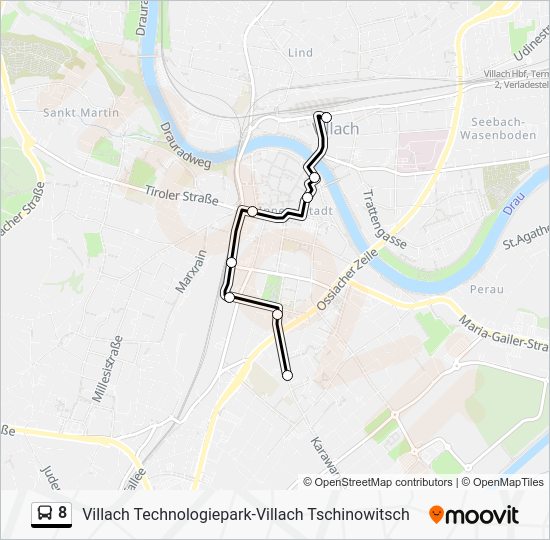 8 Route: Fahrpläne, Haltestellen & Karten - Villach Heidenfeldstraße ...