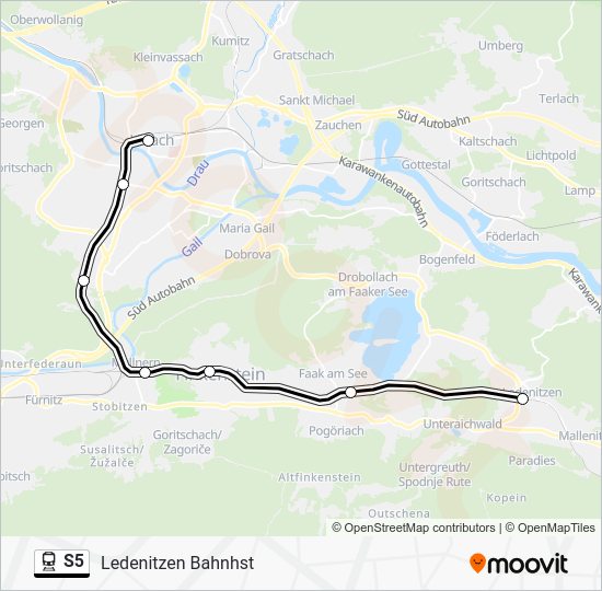 s5 Route: Fahrpläne, Haltestellen & Karten - Ledenitzen Bahnhst ...