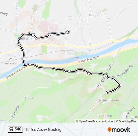 540 Route: Schedules, Stops & Maps - Tulfes Abzw Gasteig (Updated)