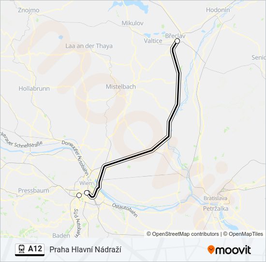 A12 Route: Fahrpläne, Haltestellen & Karten - Praha Hlavní Nádraží ...