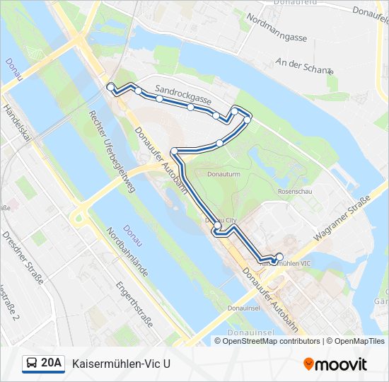 20a Route: Schedules, Stops & Maps - Kaisermühlen-Vic U (Updated)