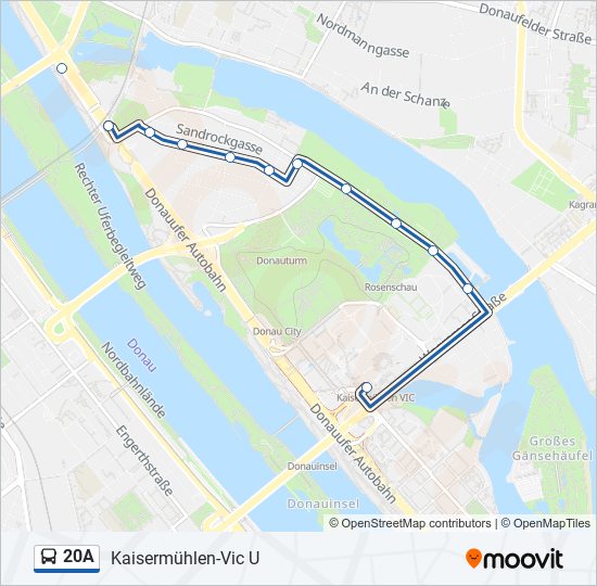 20a Route: Schedules, Stops & Maps - Kaisermühlen-Vic U (Updated)