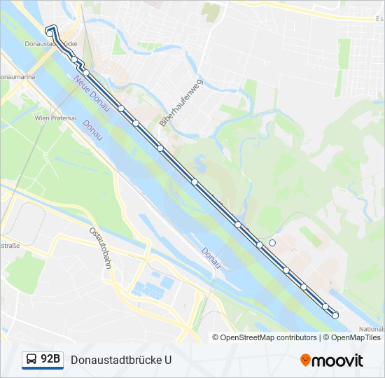92b Route: Schedules, Stops & Maps - Donaustadtbrücke U (Updated)