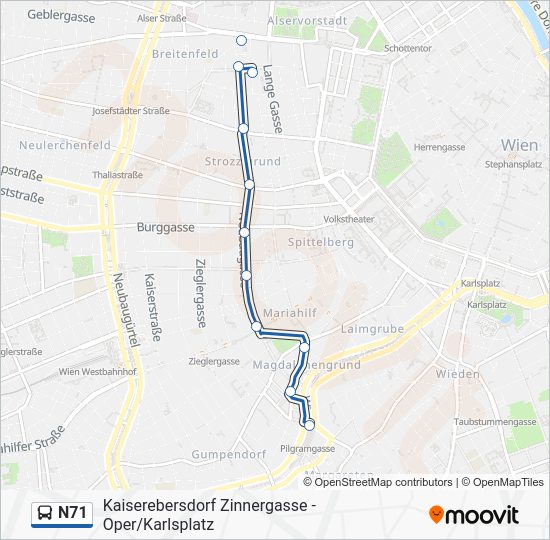 N71 Route: Fahrpläne, Haltestellen & Karten - Pilgramgasse (Aktualisiert)