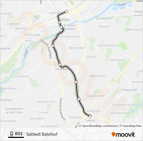 R53 Route: Fahrpläne, Haltestellen & Karten - Sattledt Bahnhof ...