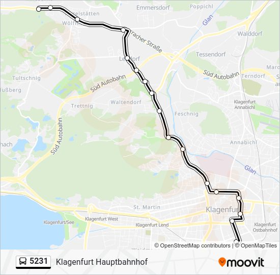 5231 Route: Fahrpläne, Haltestellen & Karten - Klagenfurt Hauptbahnhof ...