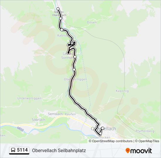 5114 Route: Schedules, Stops & Maps - Obervellach Seilbahnplatz (Updated)