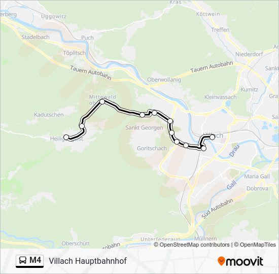 m4 Route: Fahrpläne, Haltestellen & Karten - Villach Hauptbahnhof ...