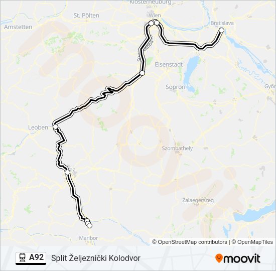 A92 Route: Fahrpläne, Haltestellen & Karten - Split Željeznički ...