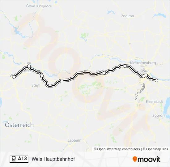 A13 Route: Fahrpläne, Haltestellen & Karten - Wels Hauptbahnhof ...