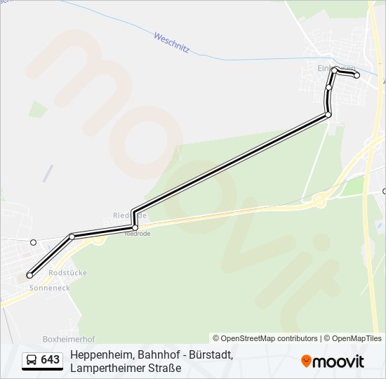 643 Route: Fahrpläne, Haltestellen & Karten - Bürstadt, Erich-Kästner ...