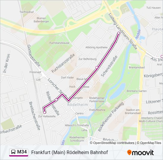 M34 Route: Schedules, Stops & Maps - Frankfurt (Main) Rödelheim Bahnhof ...
